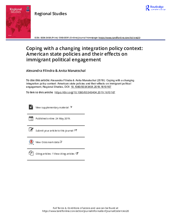 (PDF) Coping with a changing integration policy context: American state ...