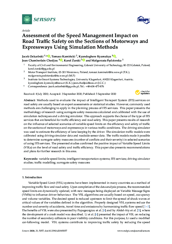 (PDF) Assessment of the Speed Management Impact on Road Traffic Safety on the Sections of ...