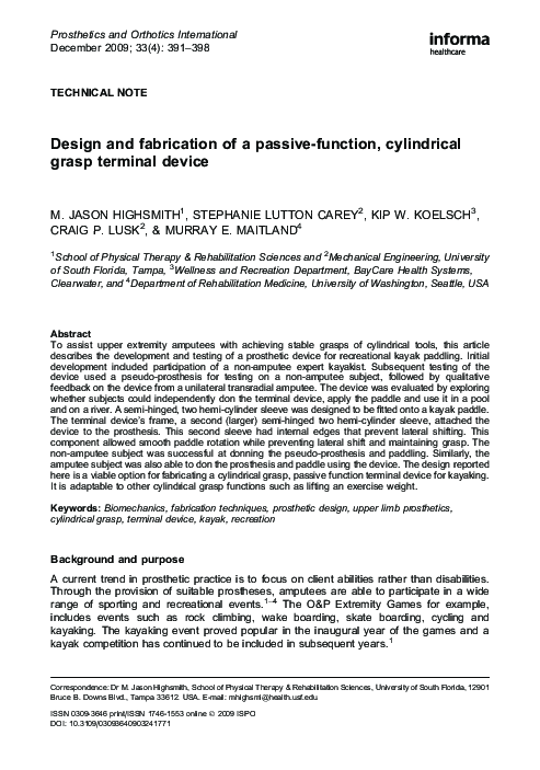 (PDF) Design and fabrication of a passive-function, cylindrical grasp ...
