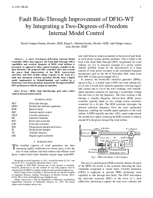 (PDF) Fault Ride-Through Improvement of DFIG-WT by Integrating a Two ...