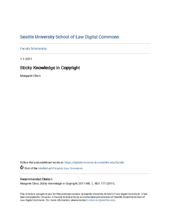 (PDF) Sticky Knowledge in Copyright