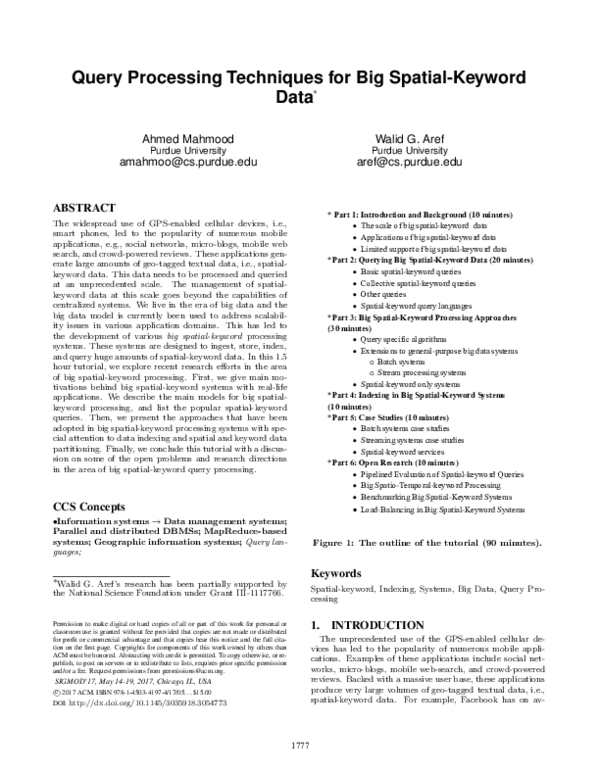 (PDF) Query Processing Techniques for Big Spatial-Keyword Data