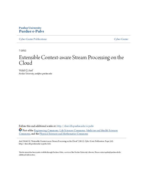 (PDF) Extensible Context-aware Stream Processing on the Cloud: Rationale and Challenges