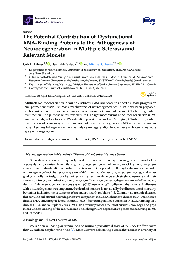 (PDF) The Potential Contribution of Dysfunctional RNA-Binding Proteins to the Pathogenesis of ...