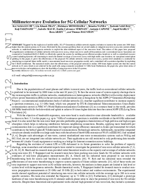 Pdf Millimeter Wave Evolution For 5g Cellular Networks