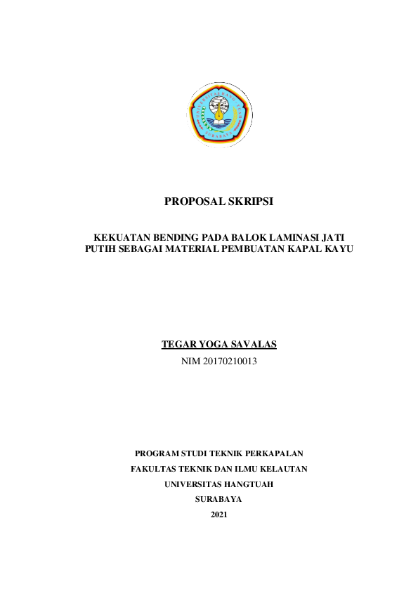 (PDF) PROPOSAL SKRIPSI KEKUATAN BENDING PADA BALOK LAMINASI JATI PUTIH SEBAGAI MATERIAL ...