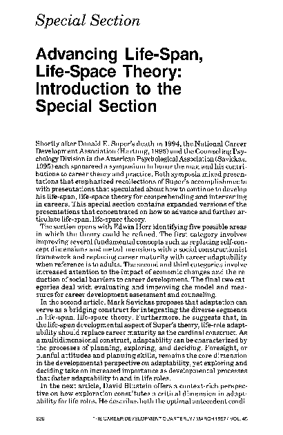 (PDF) Advancing Life-Span, Life-Space Theory: Introduction to the ...