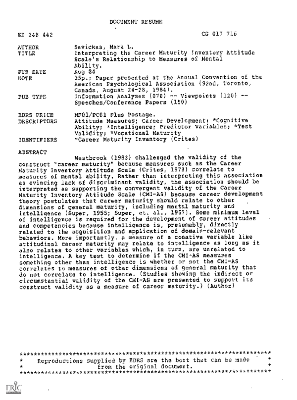 (PDF) Interpreting the Career Maturity Inventory Attitude Scale's ...