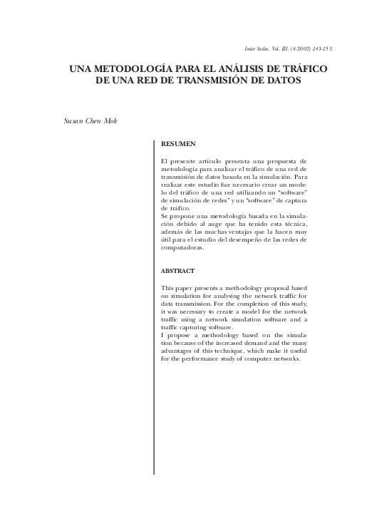 (PDF) Una Metodología Para El Análisis De Tráfico De Una Red De ...