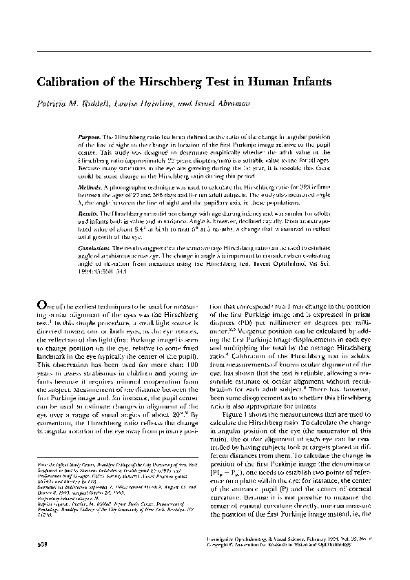 (PDF) Calibration of the Hirschberg test in human infants