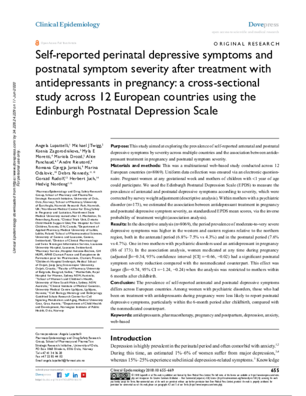 Self-reported perinatal depressive symptoms and postnatal symptom ...