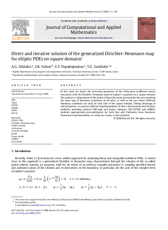 (PDF) Direct and iterative solution of the generalized Dirichlet–Neumann map for elliptic PDEs ...