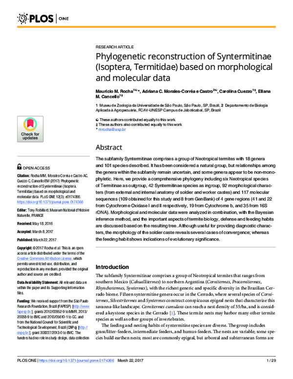 (PDF) Phylogenetic reconstruction of Syntermitinae (Isoptera ...