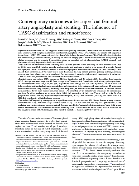 (PDF) Contemporary outcomes after superficial femoral artery ...