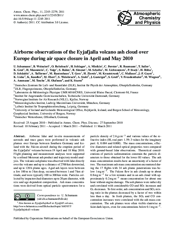 (PDF) Airborne observations of the Eyjafjalla volcano ash cloud over ...