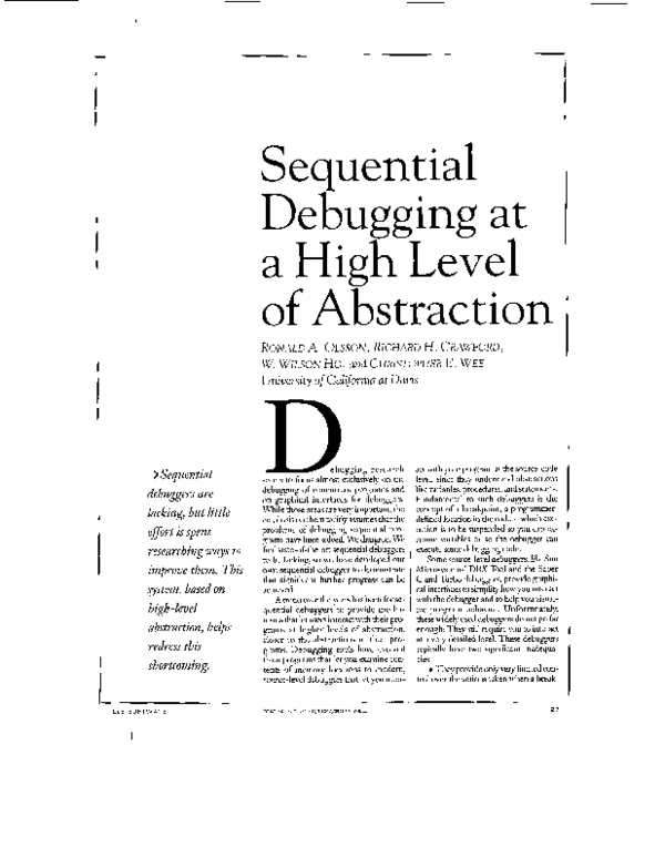 (PDF) Sequential debugging at a high level of abstraction (PDF) Sequential debugging at a high level of abstraction