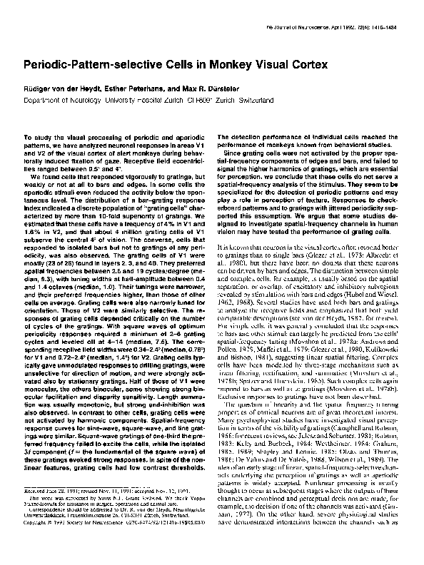(PDF) Periodic-pattern-selective cells in monkey visual cortex