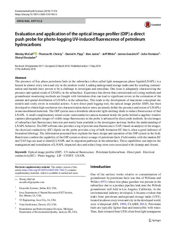 (PDF) Evaluation and application of the optical image profiler (OIP) a ...