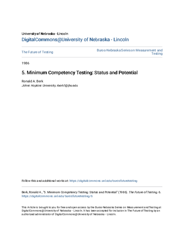 (PDF) 5. Minimum CompetencyTesting: Status and Potential