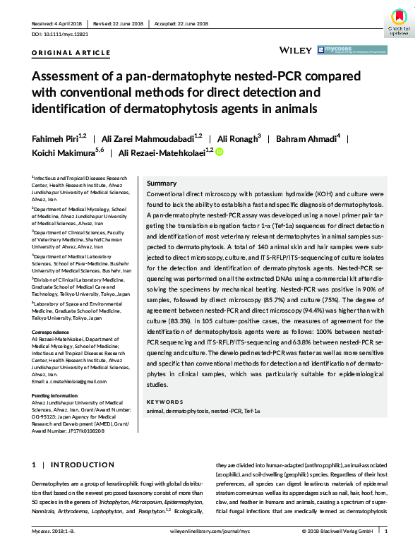 (PDF) Assessment of a Pan-Dermatophyte Nested-PCR Compared with ...