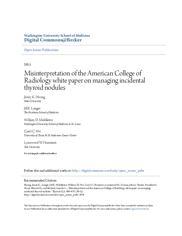 (PDF) Misinterpretation of the American College of Radiology White ...