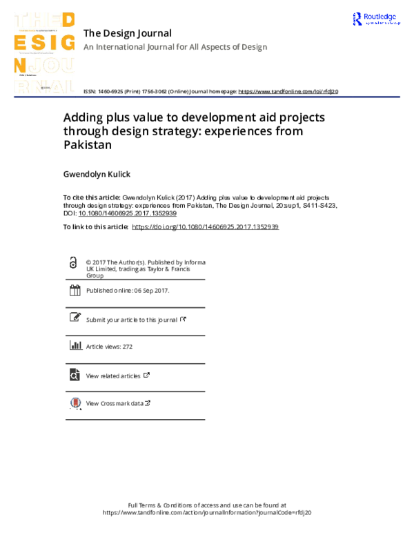 (PDF) Adding plus value to development aid projects through design ...