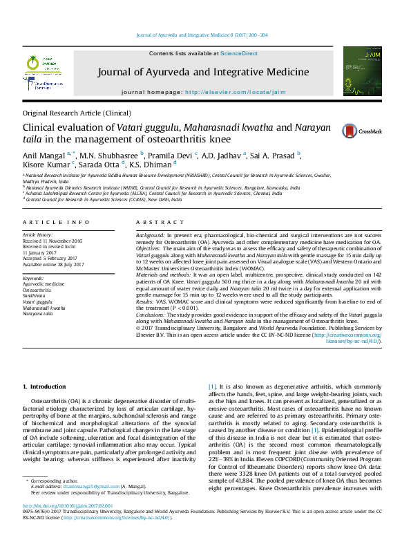 (PDF) Clinical evaluation of Vatari guggulu , Maharasnadi kwatha and ...