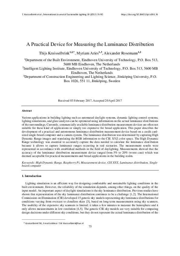 (PDF) A Practical Device for Measuring the Luminance Distribution