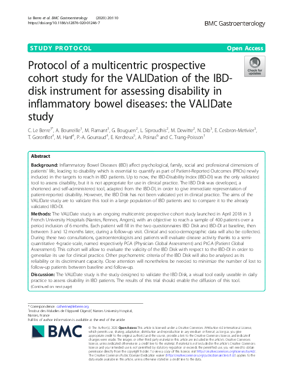 (PDF) Protocol of a multicentric prospective cohort study for the ...
