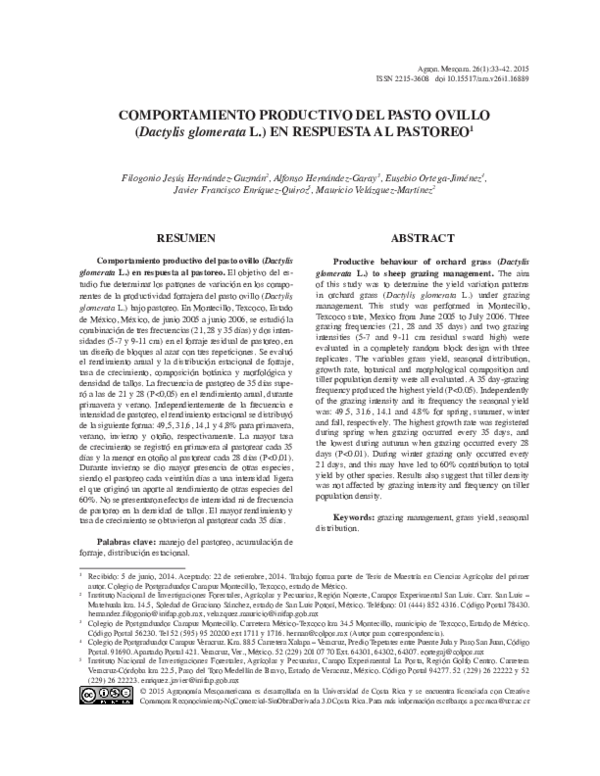 (PDF) Comportamiento productivo del pasto ovillo (Dactylis glomerata L ...