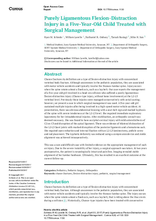 (PDF) Purely Ligamentous Flexion-Distraction Injury in a Five-Year-Old ...
