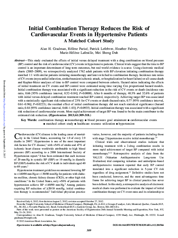 (PDF) Initial Combination Therapy Reduces the Risk of Cardiovascular ...