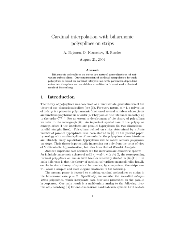 (PDF) Cardinal interpolation with biharmonic polysplines on strips