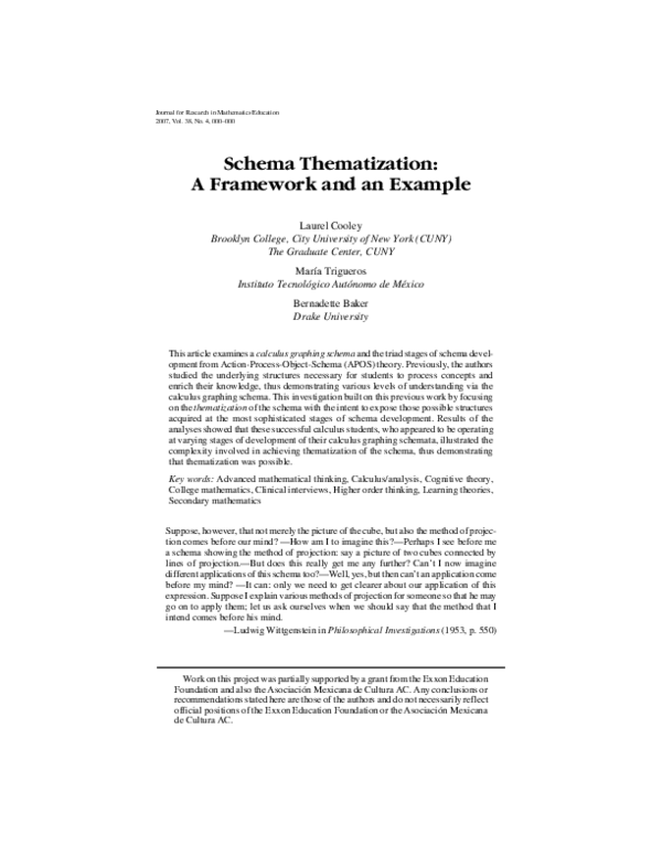 (PDF) Schema Thematization: A Theoretical Framework and an Example ...