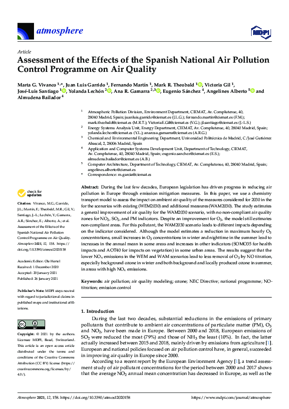 (PDF) Assessment of the Effects of the Spanish National Air Pollution ...