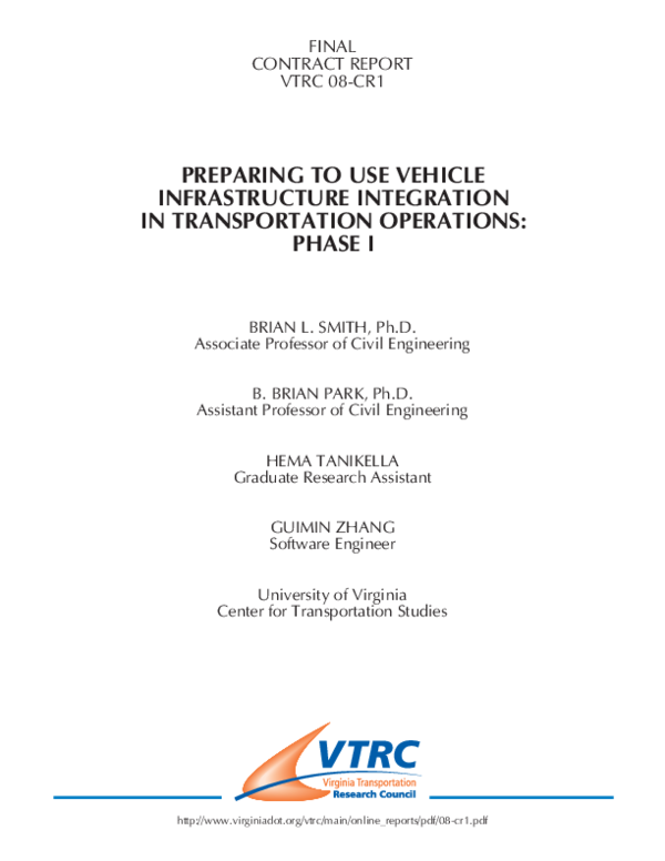 (PDF) Preparing to Use Vehicle Infrastructure Integration (VII) in ...