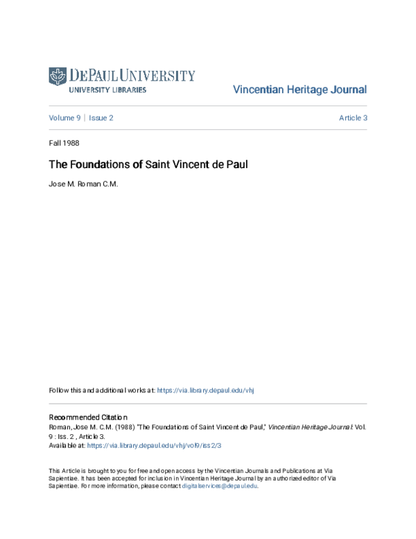 (PDF) The Foundations of Saint Vincent de Paul
