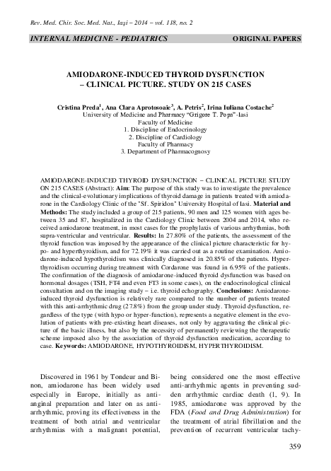 (PDF) Amiodarone-induced thyroid dysfunction--clinical picture. Study on 215 cases