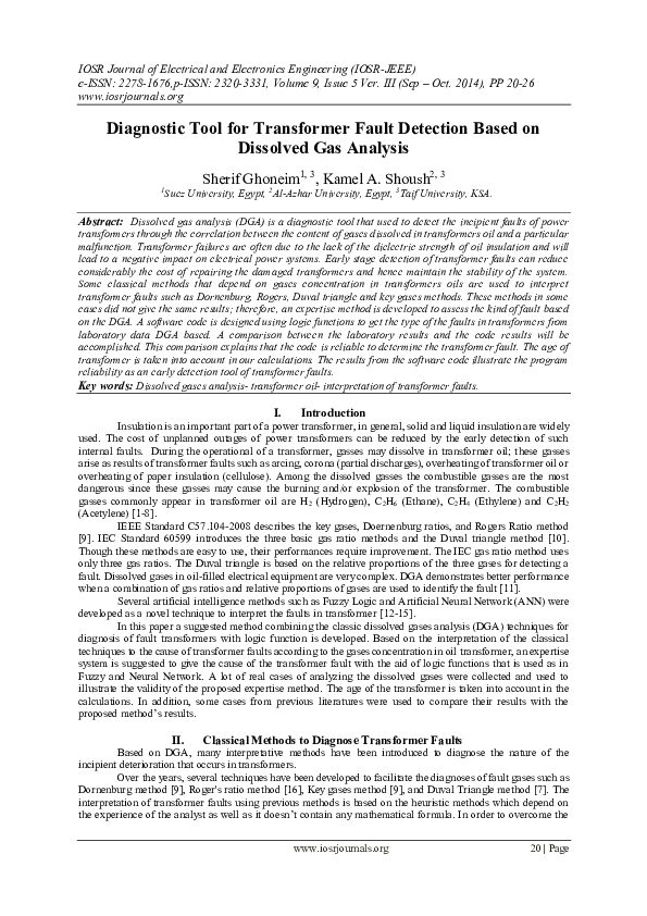 Pdf Diagnostic Tool For Transformer Fault Detection Based On