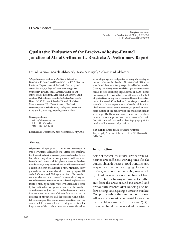 (PDF) Evaluating Orthodontic Adhesive Junction Quality