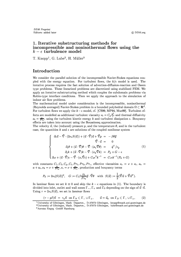 Pdf Iterative Substructuring Methods For Incompressible Non Isothermal Flows And Its 