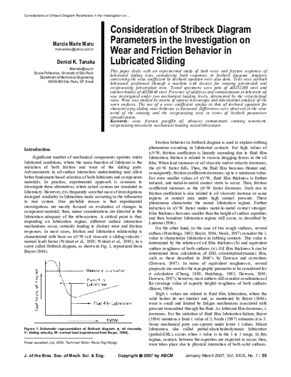 (PDF) Consideration of stribeck diagram parameters in the investigation on wear and friction ...