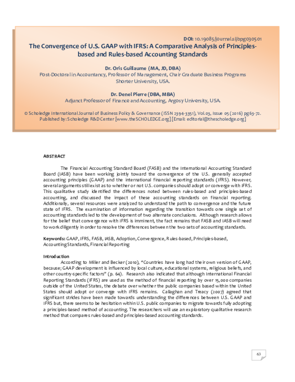 (PDF) The Convergence of U.S. GAAP with IFRS: A Comparative Analysis of ...