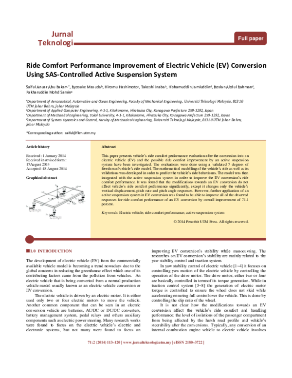 (PDF) Ride Comfort Performance Improvement of Electric Vehicle (EV ... (PDF) Ride Comfort Performance Improvement of Electric Vehicle (EV ...