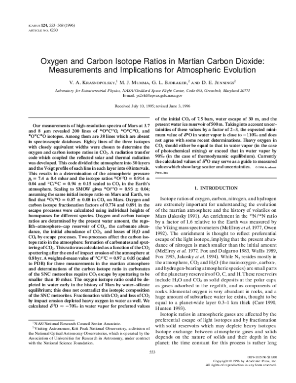 (PDF) Oxygen and Carbon Isotope Ratios in Martian Carbon Dioxide ...