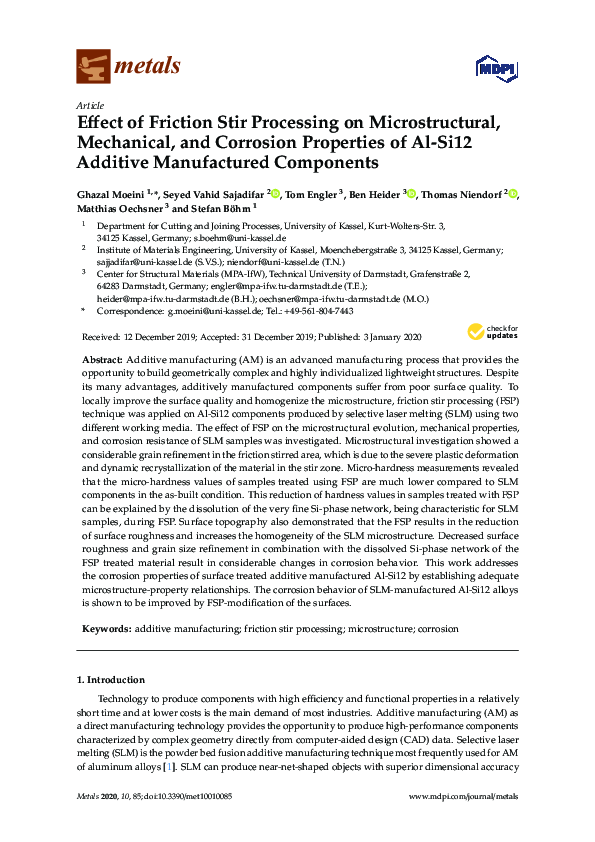 (PDF) Effect of Friction Stir Processing on Microstructural, Mechanical, and Corrosion ...