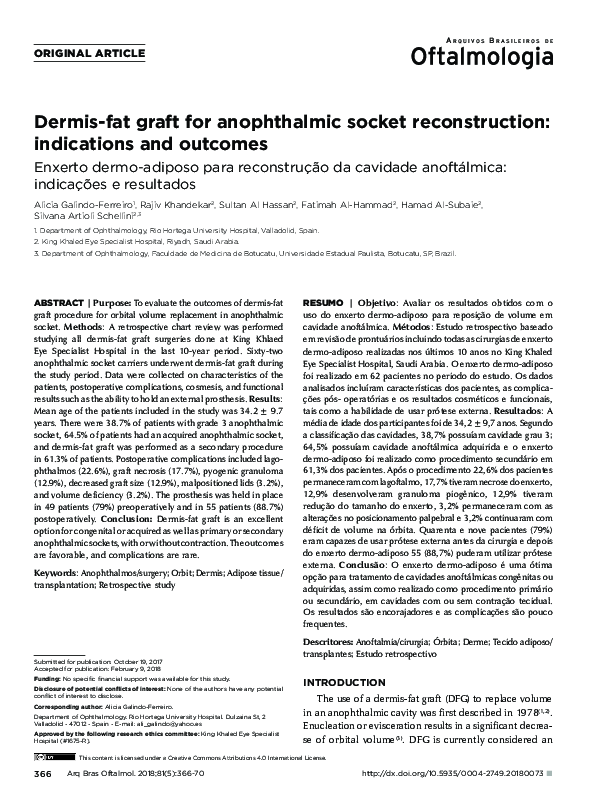 (PDF) Dermis-fat graft for anophthalmic socket reconstruction ...