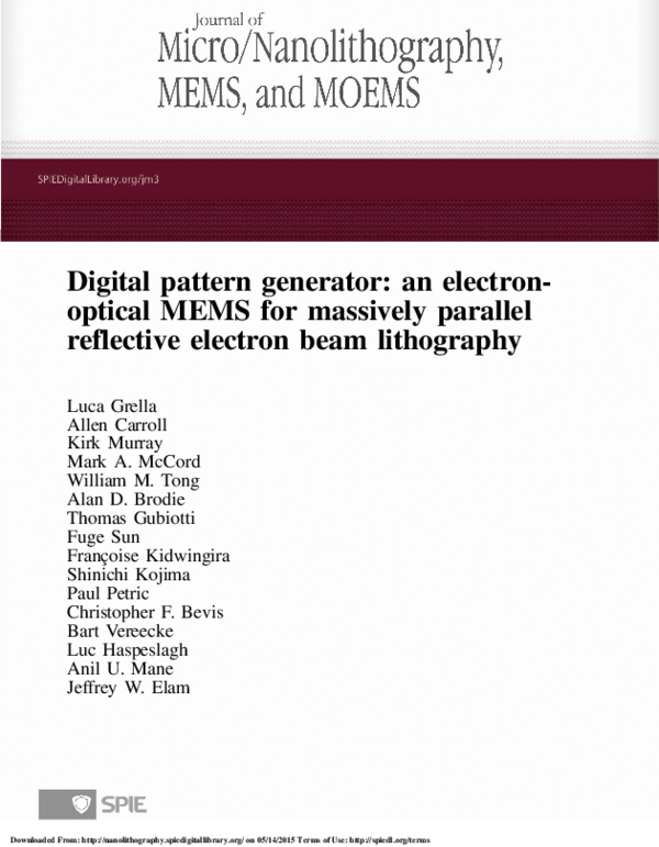 (PDF) Digital pattern generator: an electron-optical MEMS for massively ...