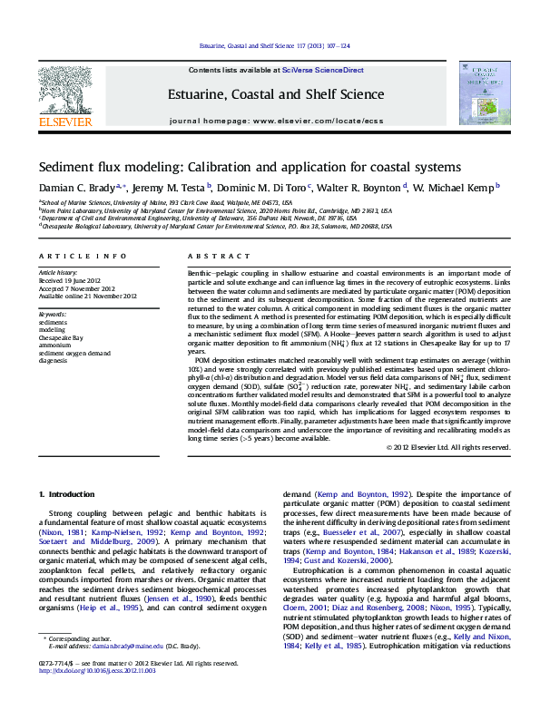 (PDF) Sediment flux modeling: Calibration and application for coastal systems