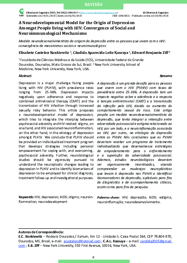 A Neurodevelopmental Model for the Origin of Depression Amongst People ...